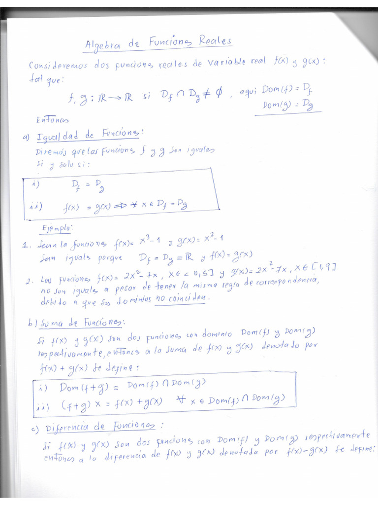 Algebra de Funciones Reales I | PDF