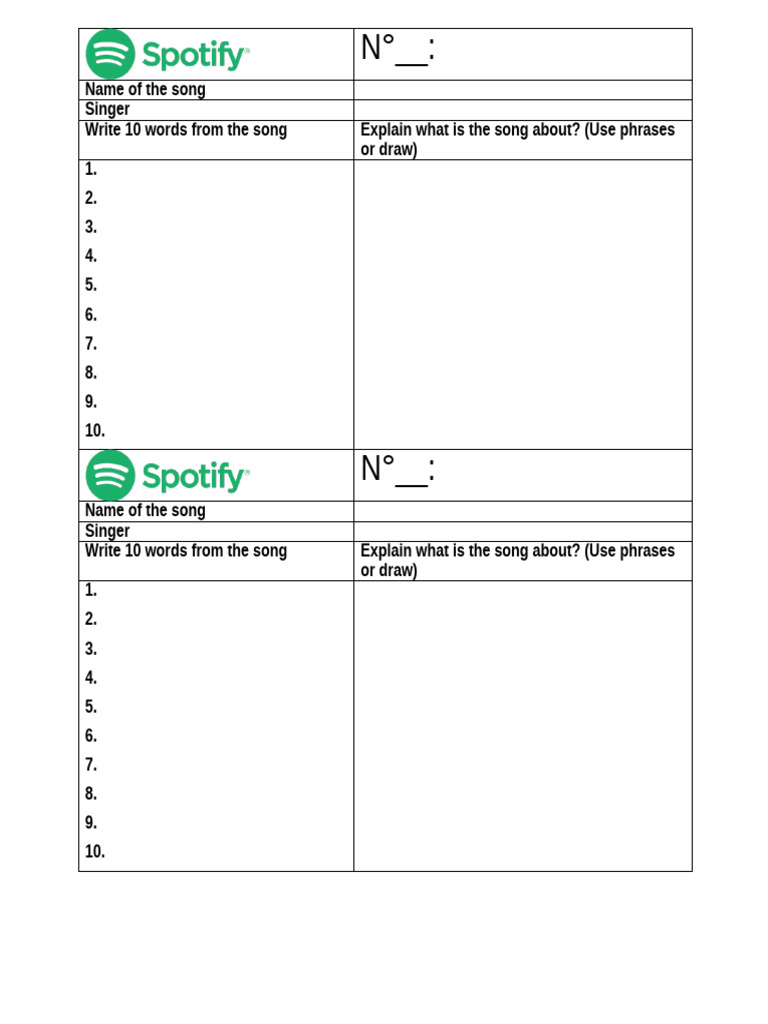 Spotify Activity To Recognice Words | PDF