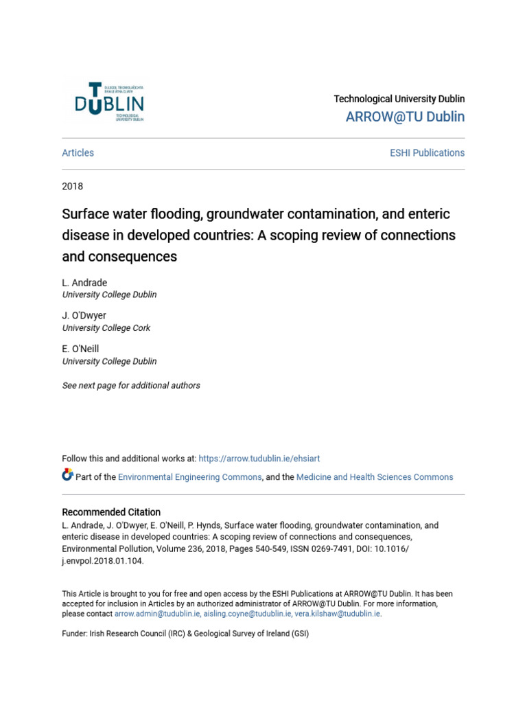 Surface Water Flooding Groundwater Contamination and Enteric Di | PDF ...