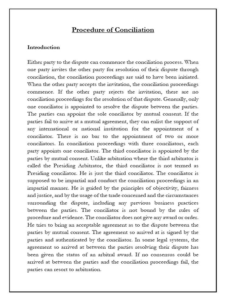 Procedure of Conciliation Assignment | PDF | Arbitration | Public Law