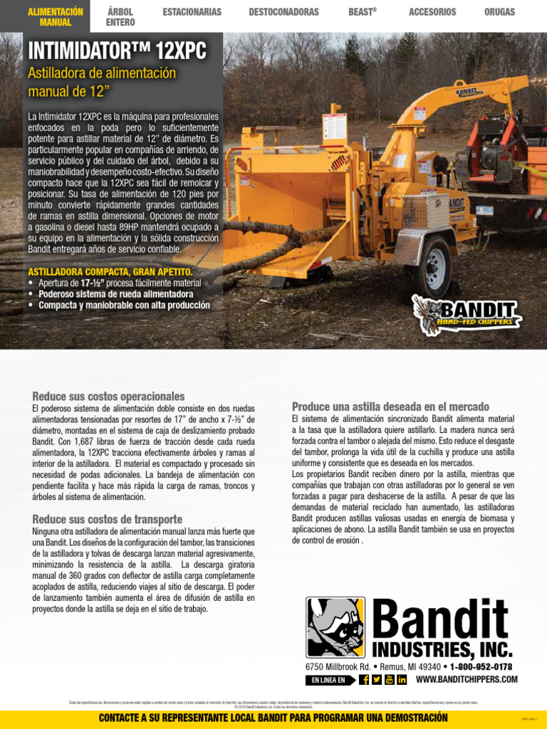 Especificaciones Chipeadora - 12XPC - Bandit | PDF