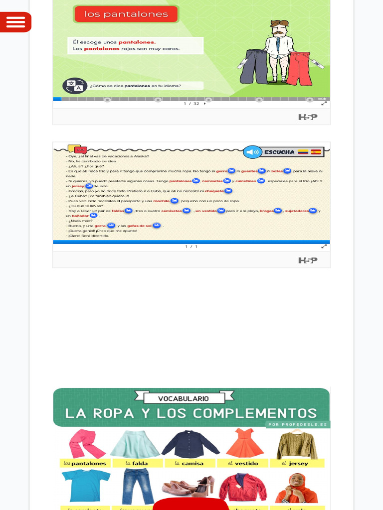 Vocabulario de La Ropa y de Los Complementos - ProfedeELE | PDF