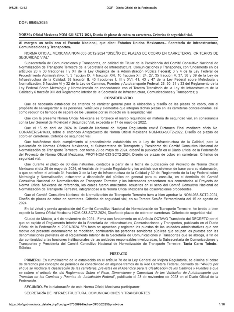 Nom 033 SCT2 2024 | PDF | La carretera | México
