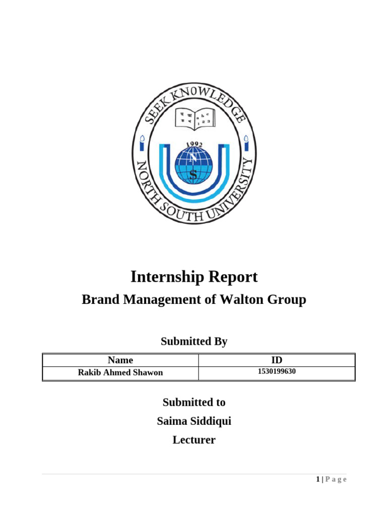 Internship Report Walton | PDF | Pricing | Refrigerator