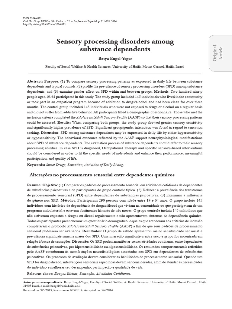 Sensory Processing Disorders Among Substance Depen | PDF | Substance ...