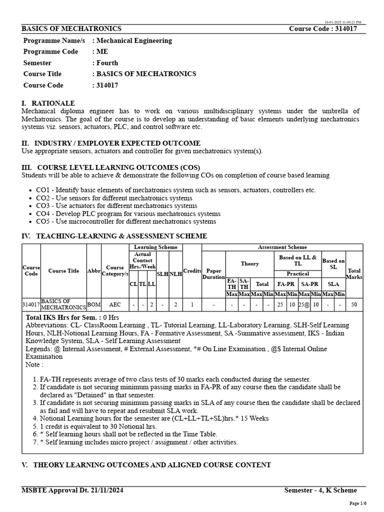 Basics of Mechatronics | PDF | Programmable Logic Controller | Actuator