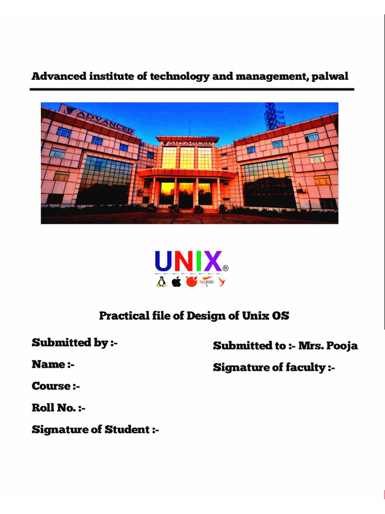 Design of UNIX OS Practical File | PDF | Computer File | Filename