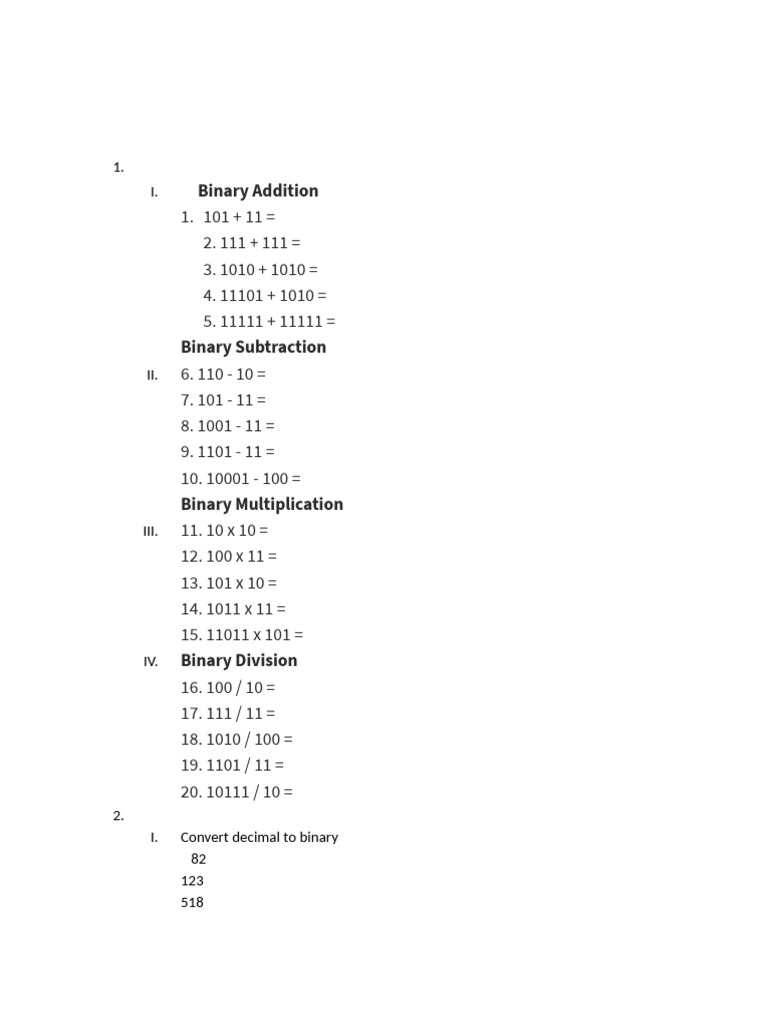 Binary Addition | PDF
