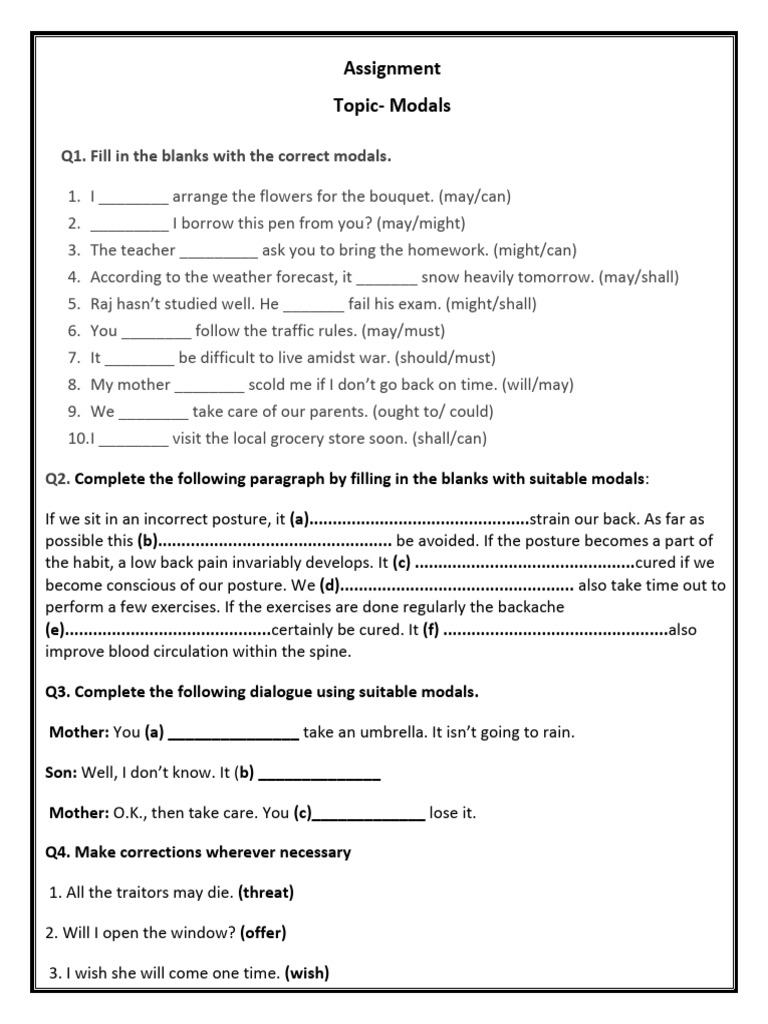 Modals Assignment (1) | PDF