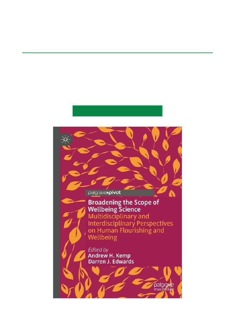 Broadening The Scope of Wellbeing Science Multidisciplinary and ...
