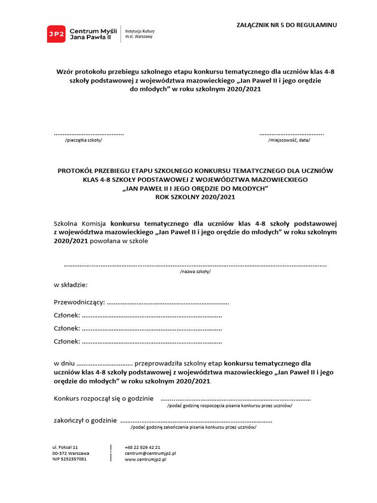 Zalacznik NR 5 - Protokol | PDF