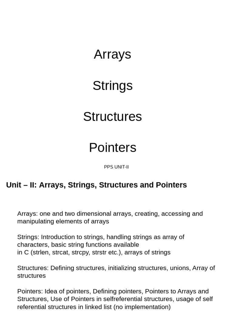 Arrays, Strings, Structures | PDF | Pointer (Computer Programming) | Computer Programming