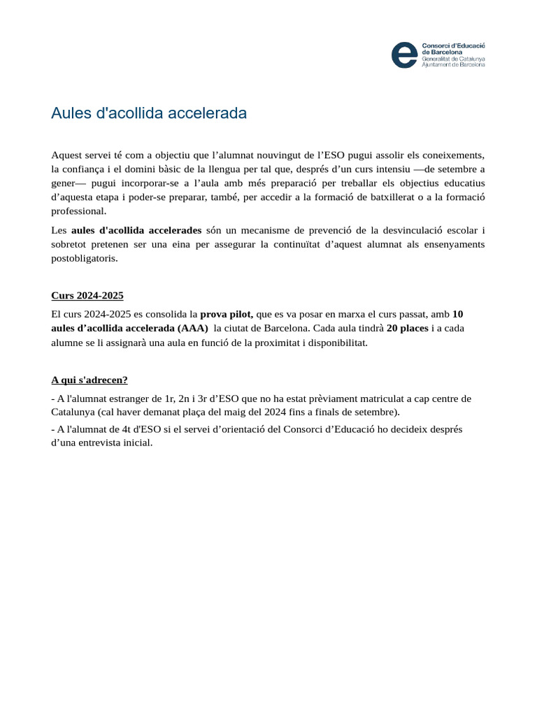 Què són les aules dacollida accelerada (2) | PDF