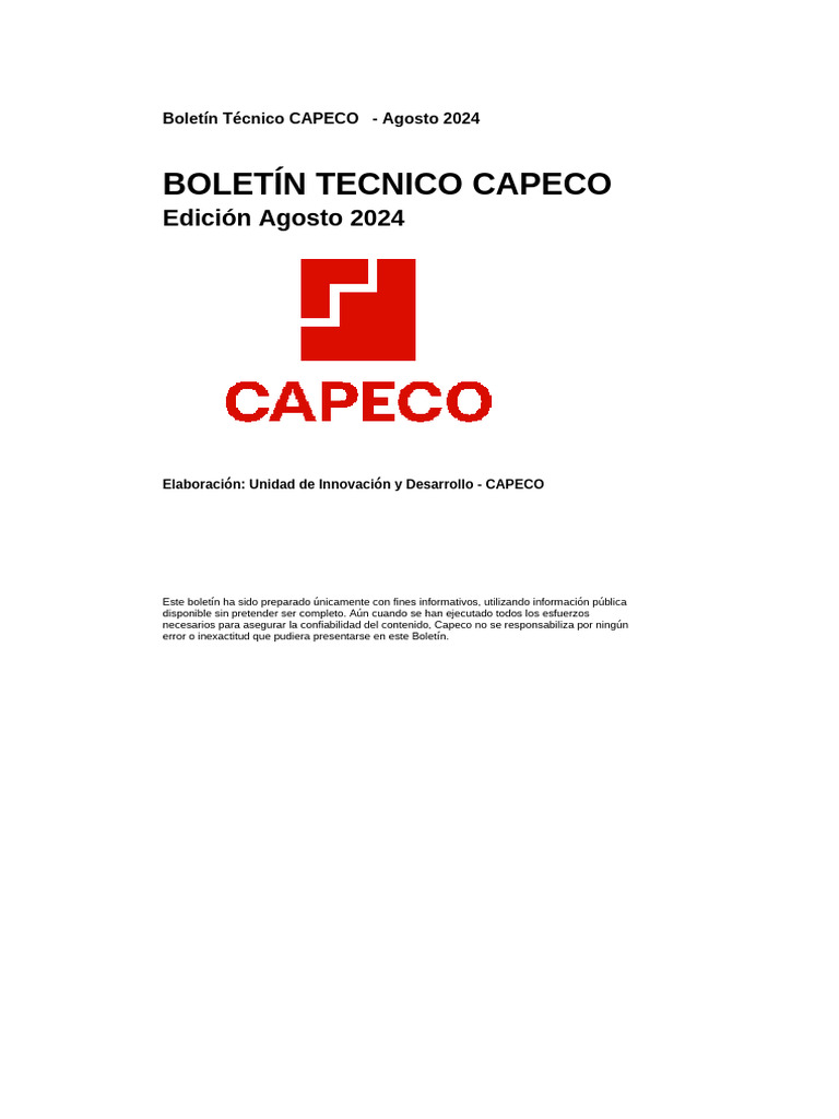 Boletín Técnico CAPECO Agosto 2024 | PDF | Alojamiento | Edificios ...