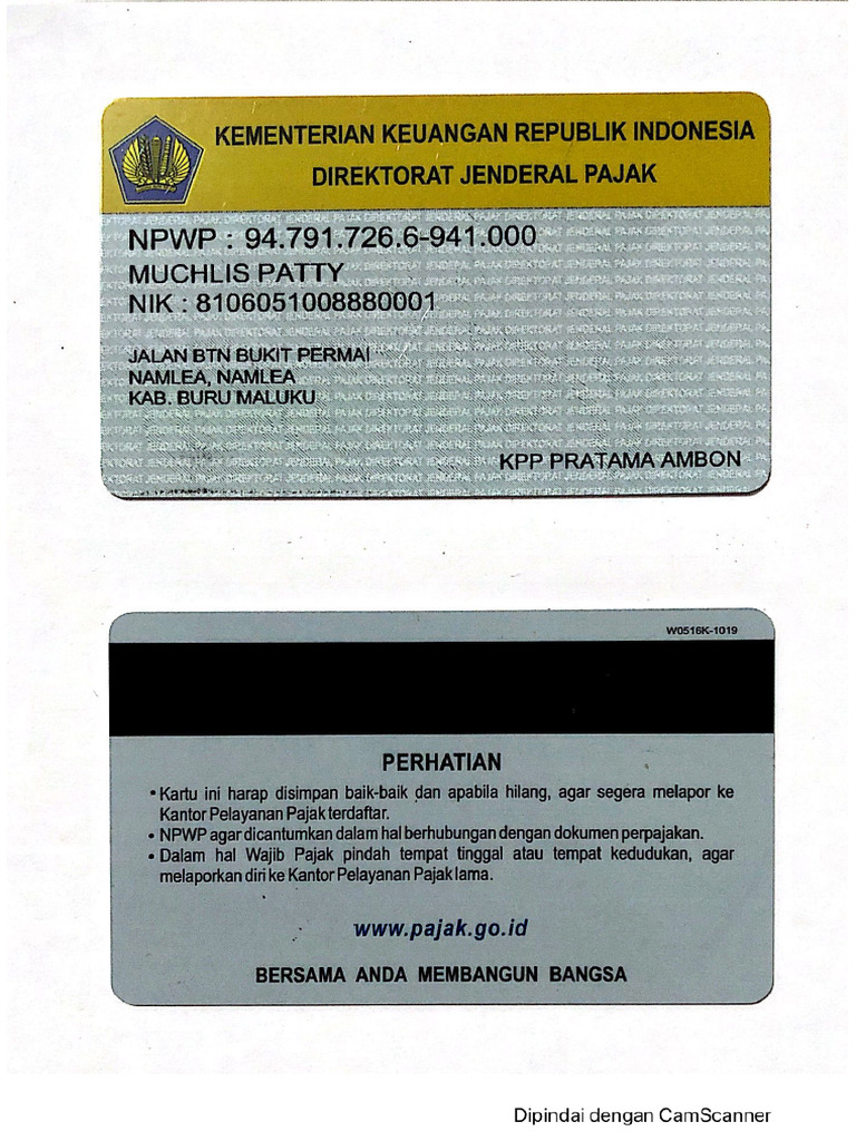 NPWP Muklis Patty | PDF