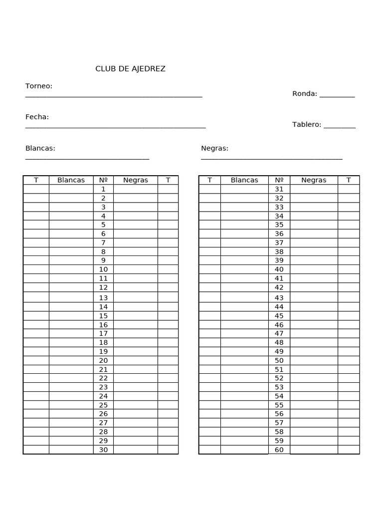 Planilla de ajedrez | PDF