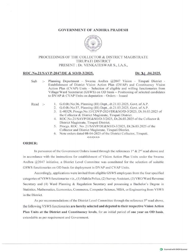 DVAP&CVAP Appointement Proceedings | PDF