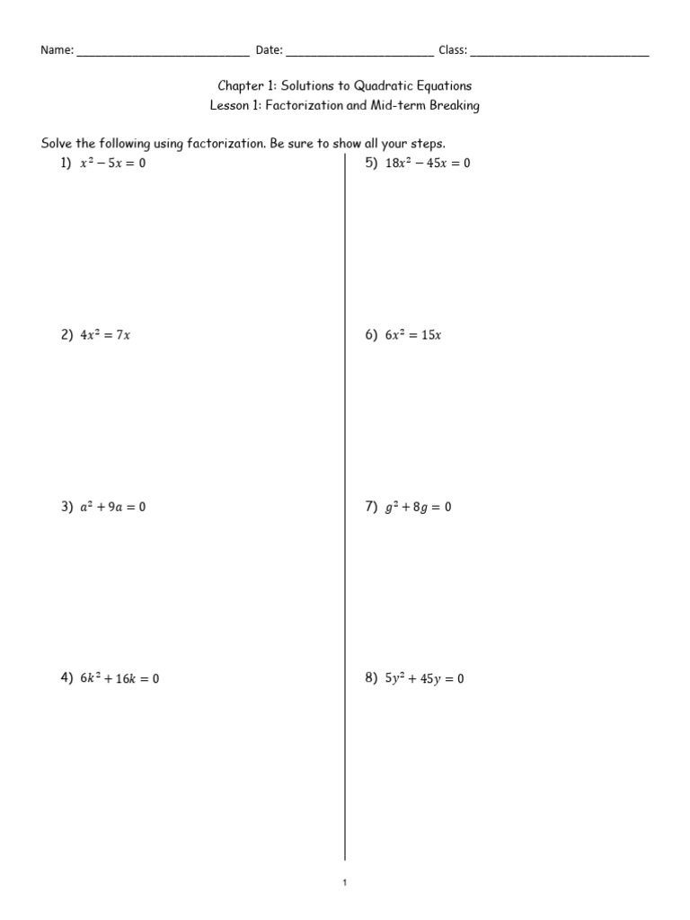 Chapter 1 SOL TO QUADRATIC EQUATIONS (Booklet No 2) | PDF | Numbers ...