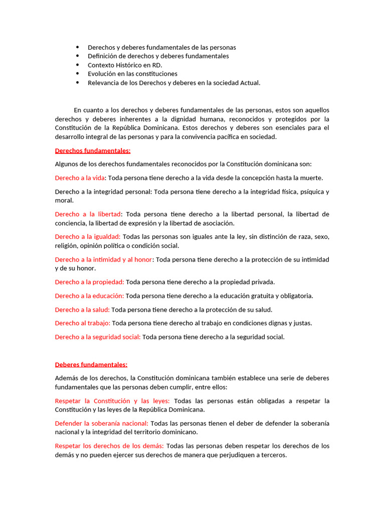 Derechos y Deberes Fundamentales de Las Personas | PDF | Constitución ...