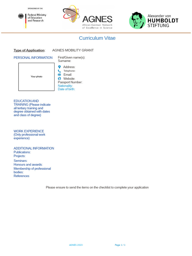 AGNES CV MG Template 2023 | PDF