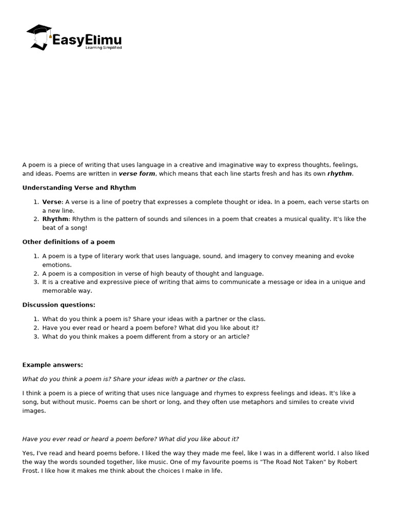 Introduction To Poetry For CBC Grade 7 8 and 9 - Daughters of Nature ...