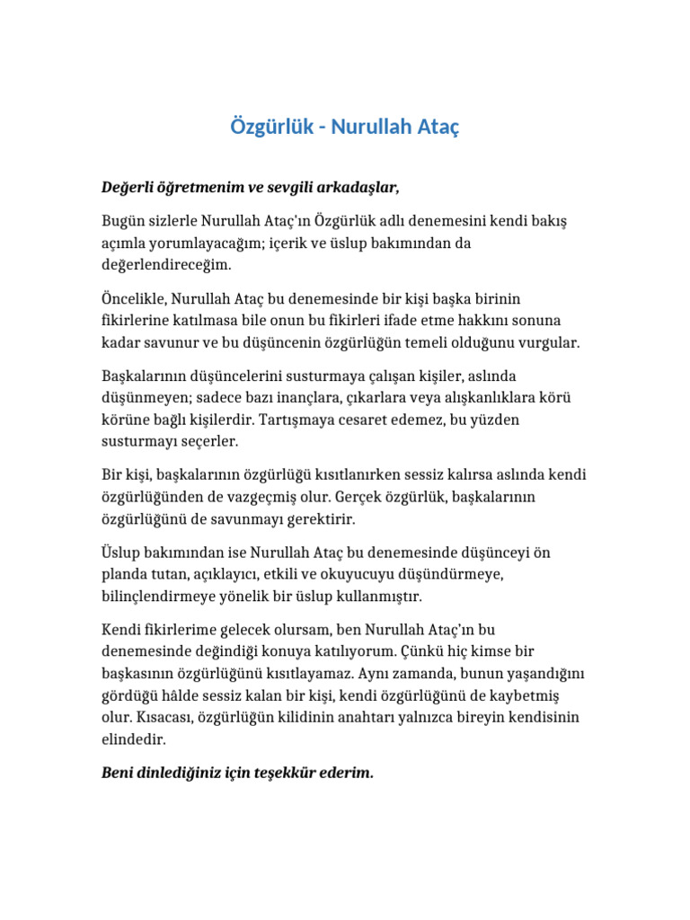 Ozgurluk Nurullah Atac | PDF