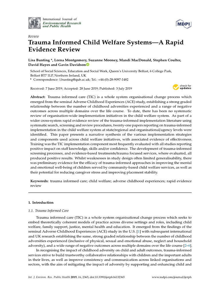 Trauma Informed Child Welfare Systems | PDF | Psychological Trauma ...