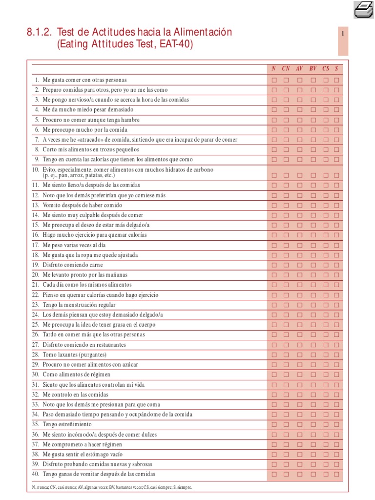 Test de Actitudes Hacia La Alimentación | PDF | Bienestar | Medicina