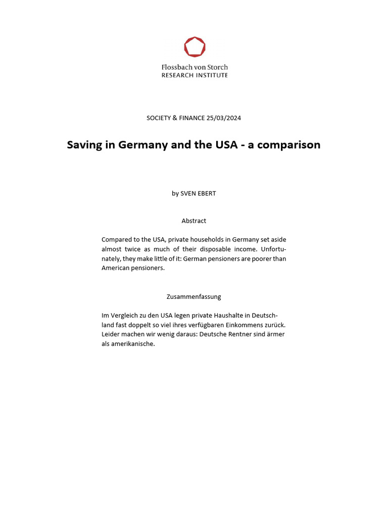 Saving in Germany and The Usa A Comparison | PDF | 401(K) | Pension