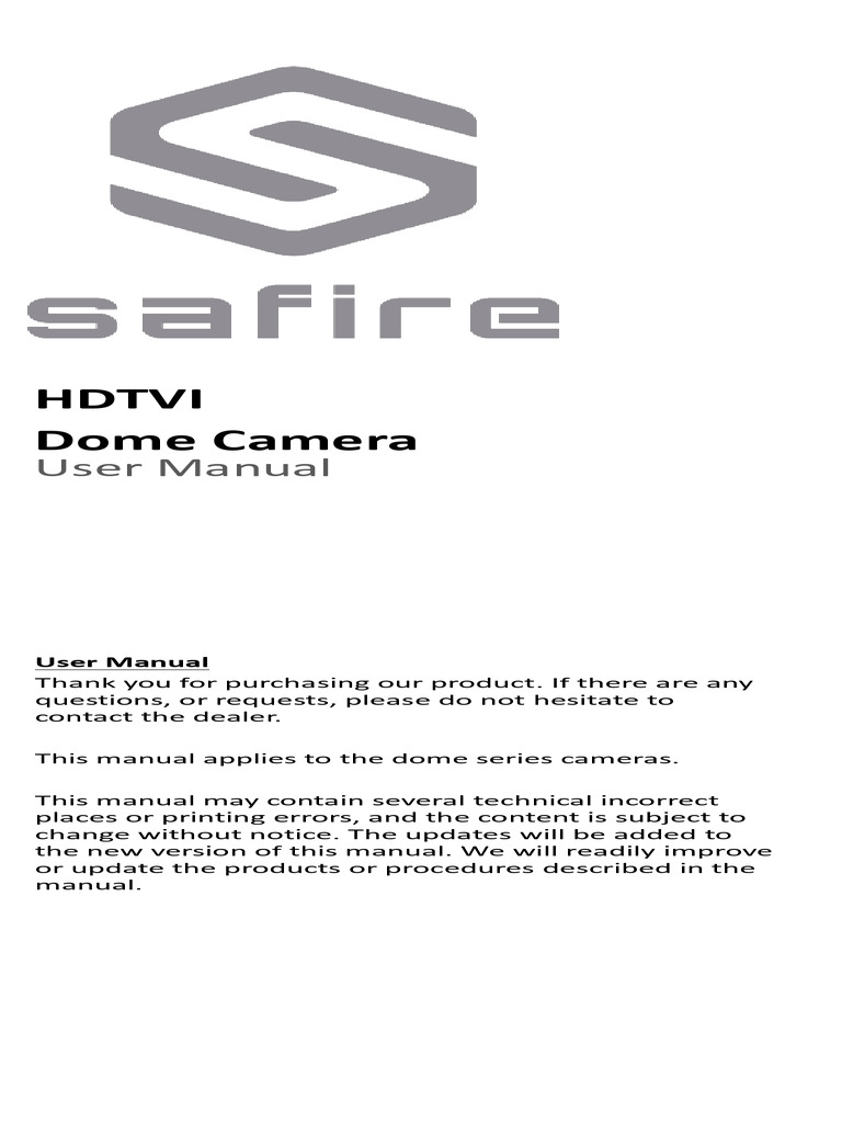 HDTVI Dome Camera User Manual | PDF | Camera | Exposure (Photography)