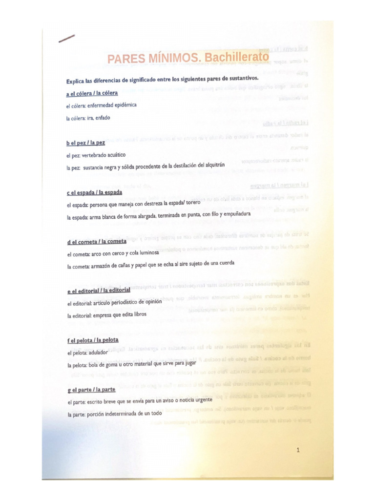 PARES MÍNIMOS. Bachillerato | PDF