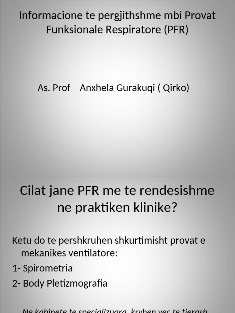 Info Mbi Provat Funksionale Respiratore (PFR) | PDF