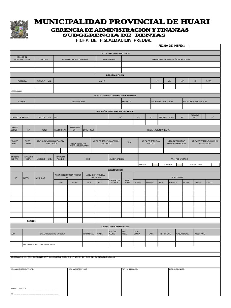 Ficha de Fiscalizacion Predial | PDF | Autenticación | Argentina