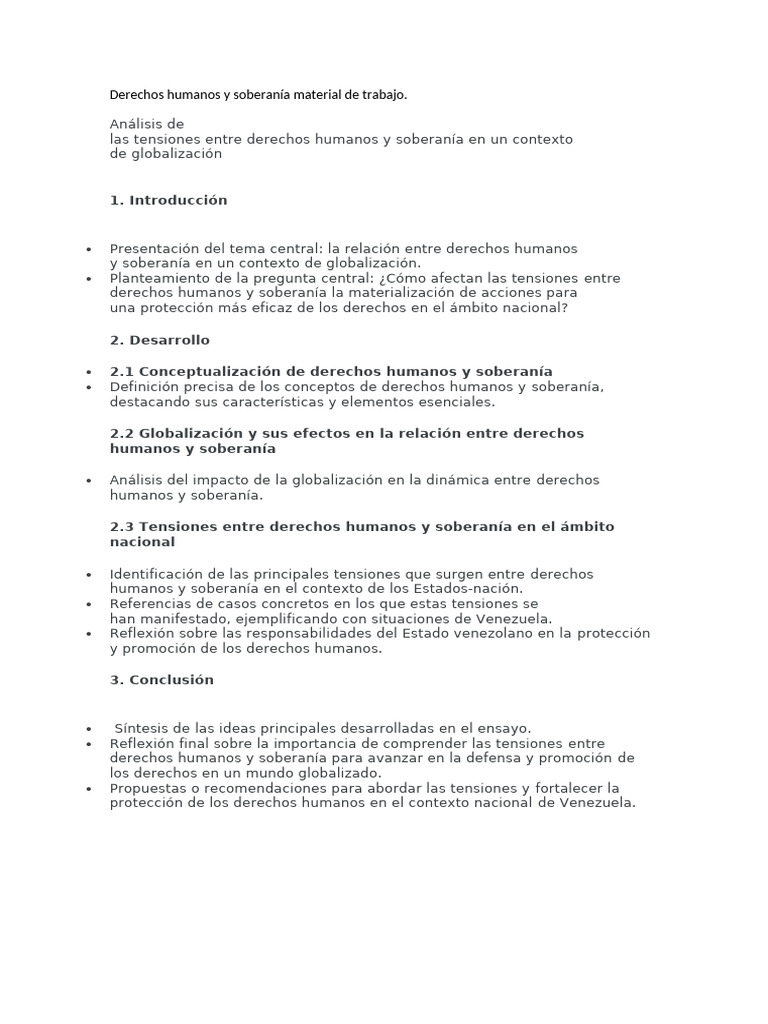 Derechos Humanos y Soberanía Material de Trabajo | PDF | Globalización ...