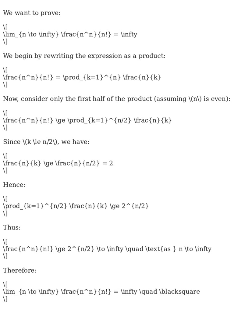 N Power N Over Factn Proof | PDF