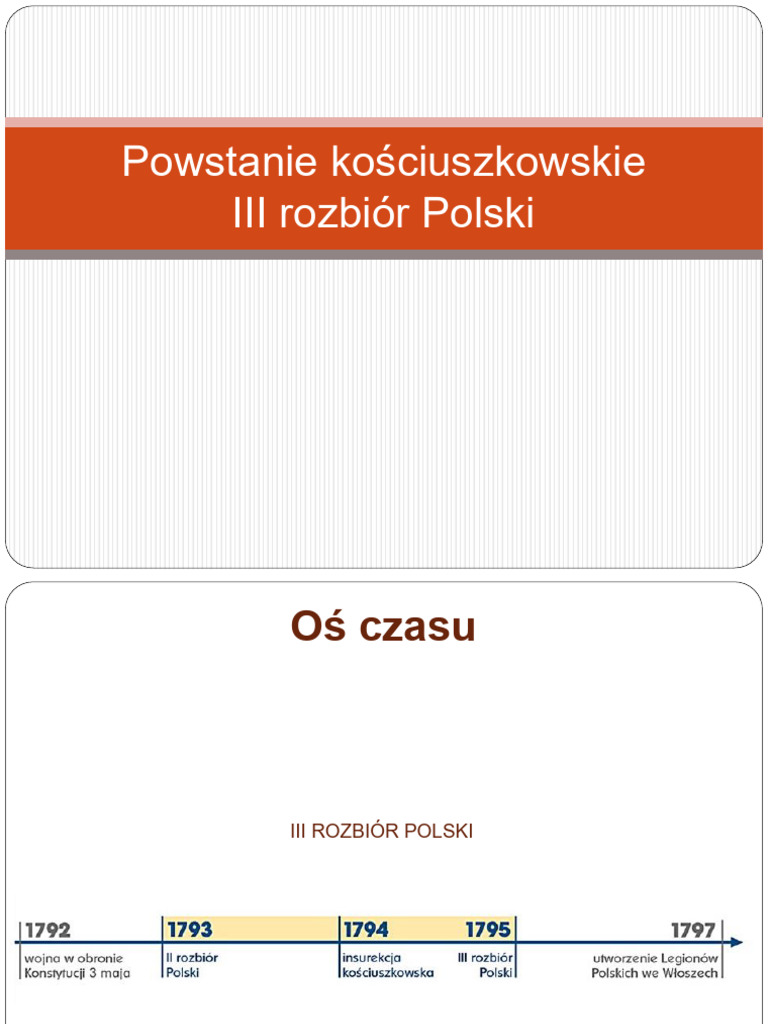 Powstanie Kościuszkowskie I III Rozbiór Polski | PDF