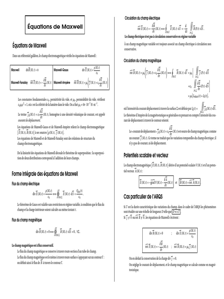 Équations de Maxwell en électromagnétisme | PDF | Équations de Maxwell ...