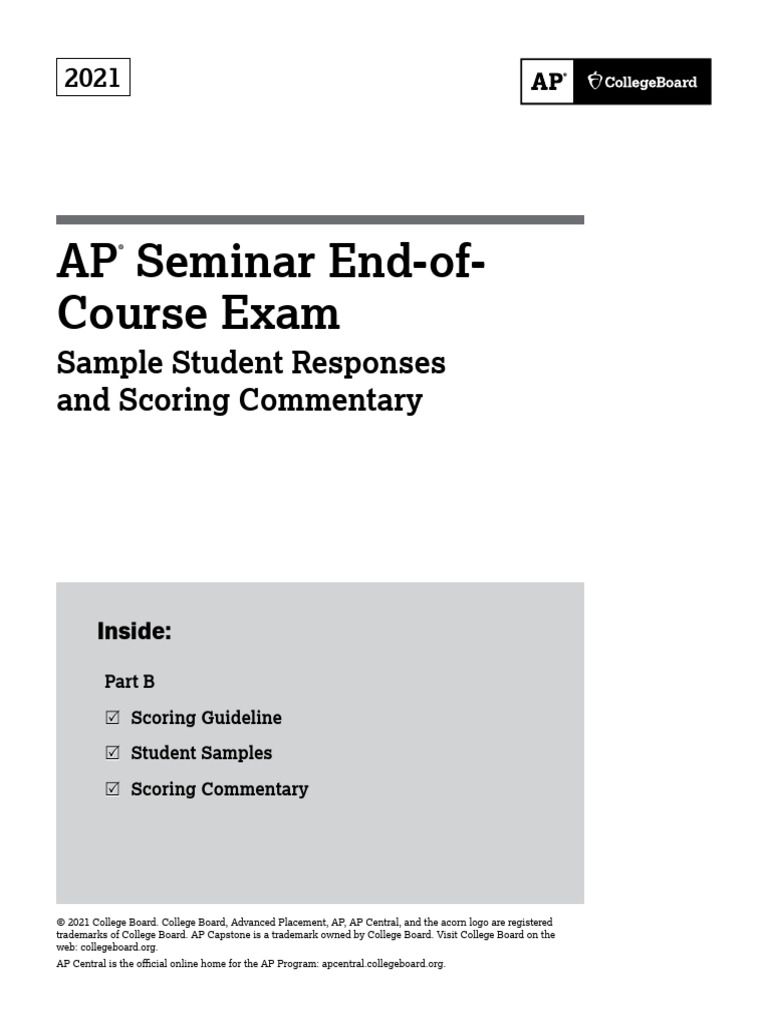 2021 AP Exam Administration Student Sample Responses - AP Seminar End ...