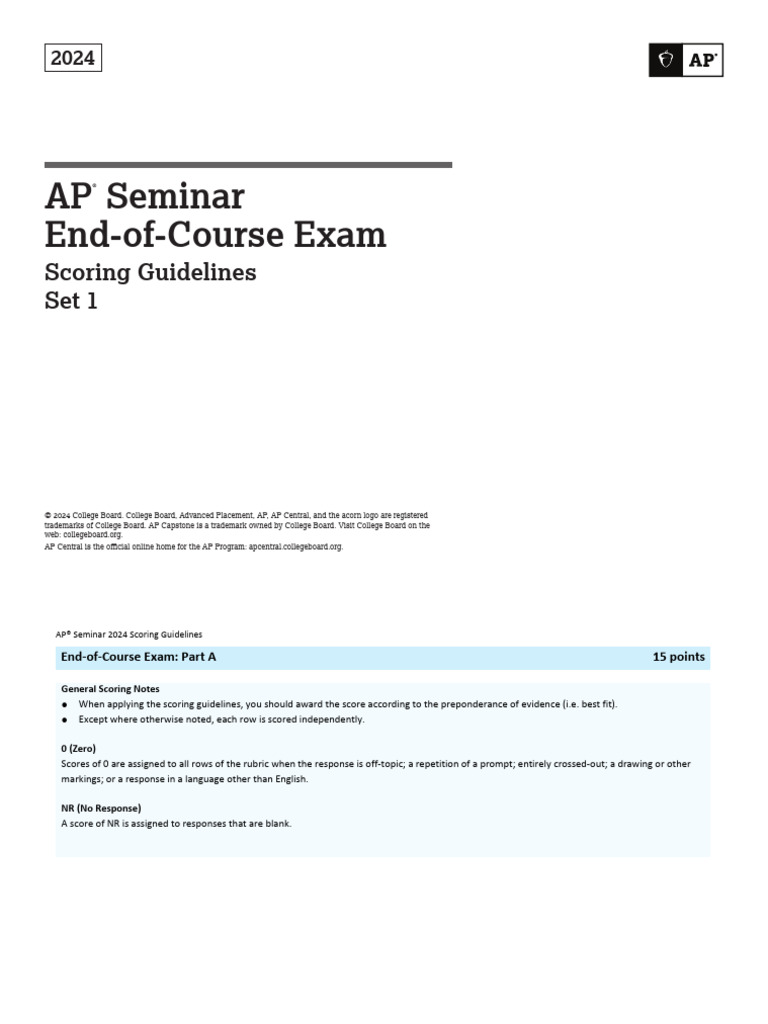 AP Seminar 2024 Exam Scoring Guide | PDF | Laughter | Humour