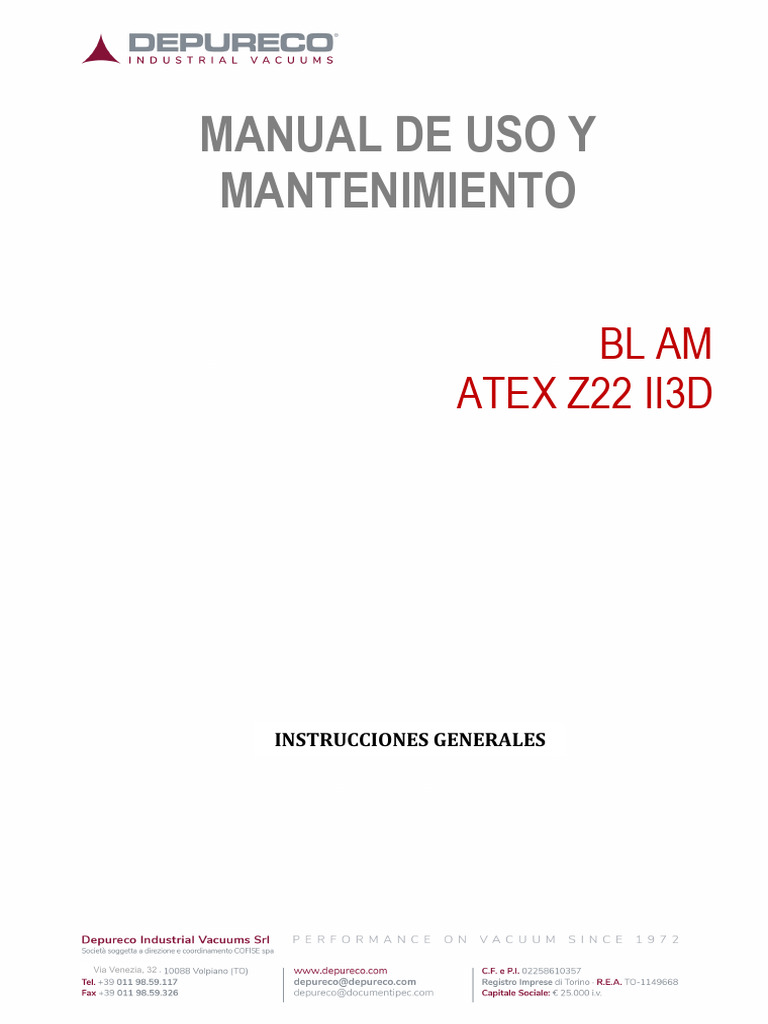 Manual de Uso Aspirador ATEX Z22 II3D | PDF | Aspiradora | Enchufes y ...