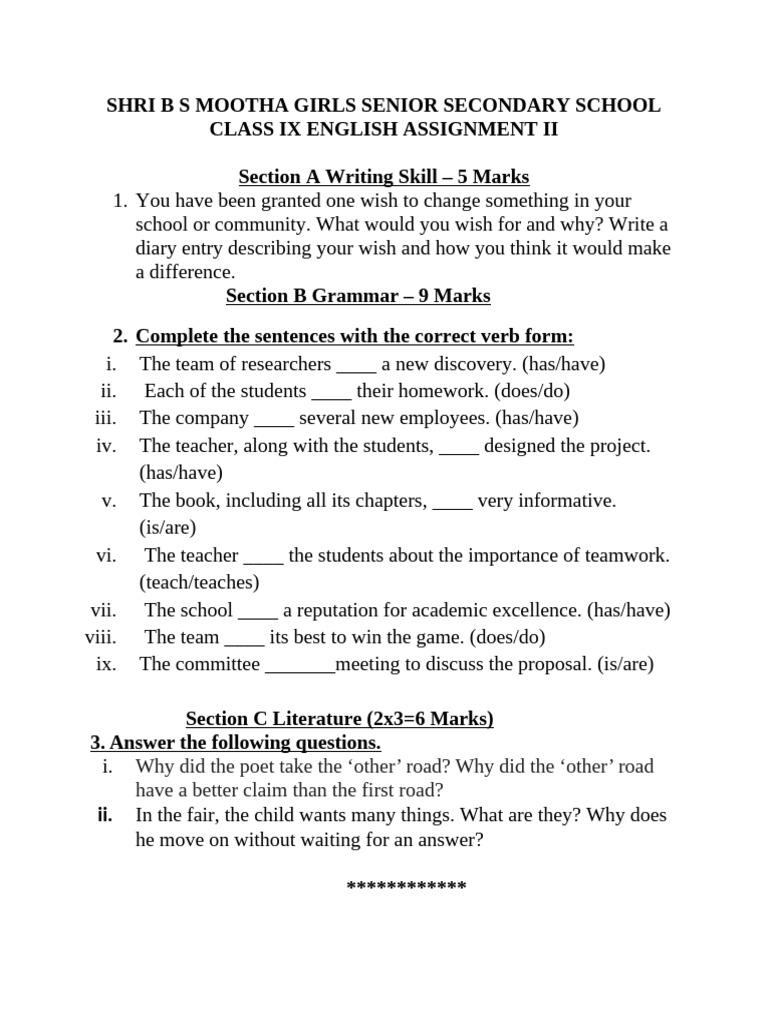 Class 9 Assignment II QP | PDF