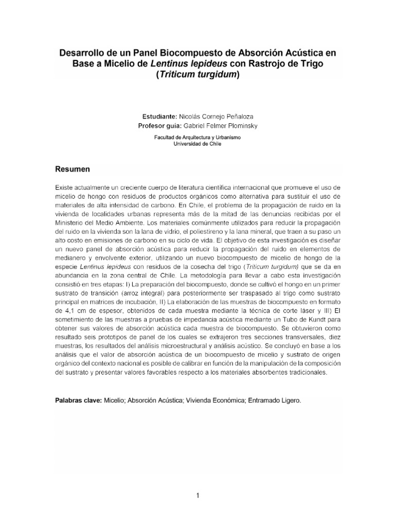 Desarrollo de Un Panel Biocompuesto de Absorcion Acustica | PDF | ruido ...
