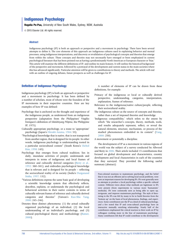 Encyclopedia 2015 Indigenous Psychology | PDF | Psychology | Liberal ...