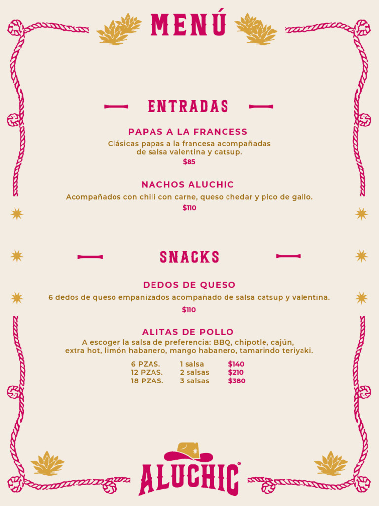Menu Alimentos - Aluchic - Roma - 2025 | PDF | Taco | Cocinando