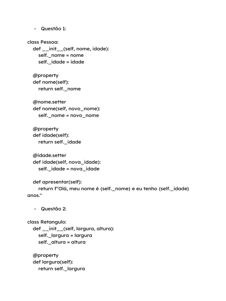 Lista de Atividades 02 - POO | PDF