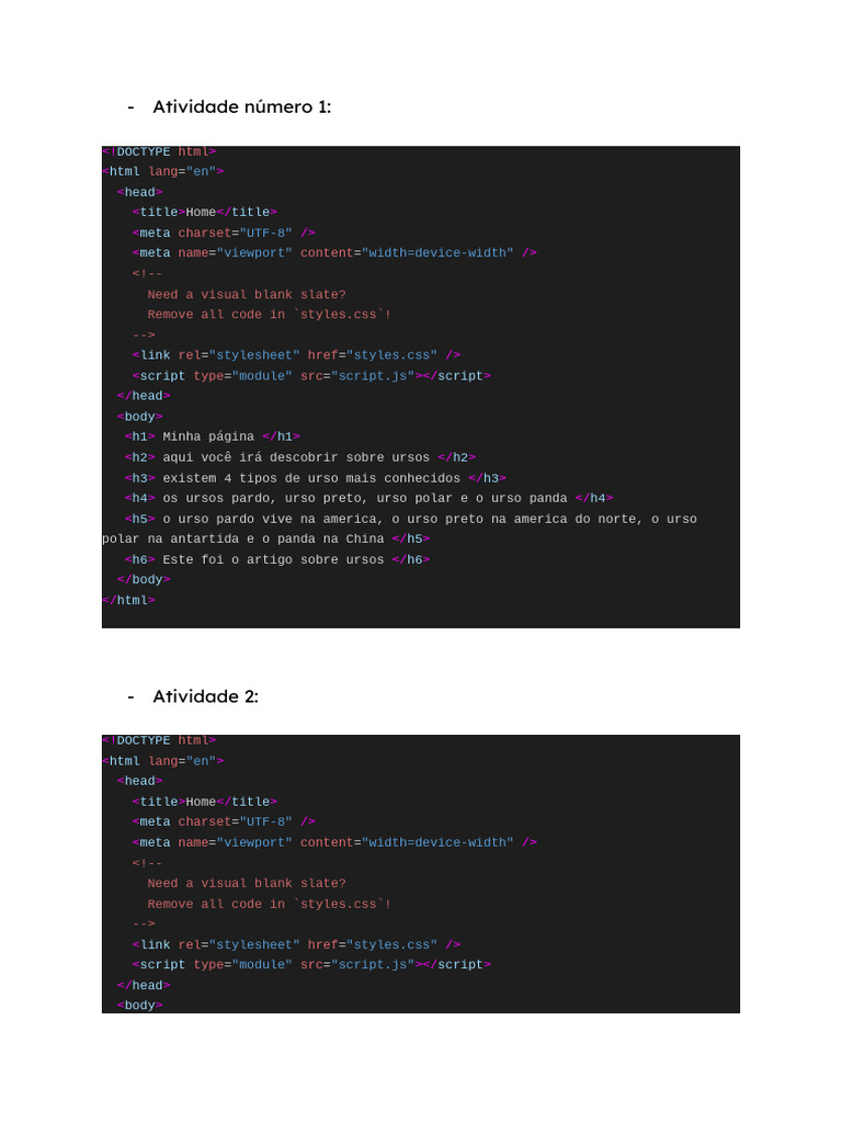 Atividade HTML | PDF