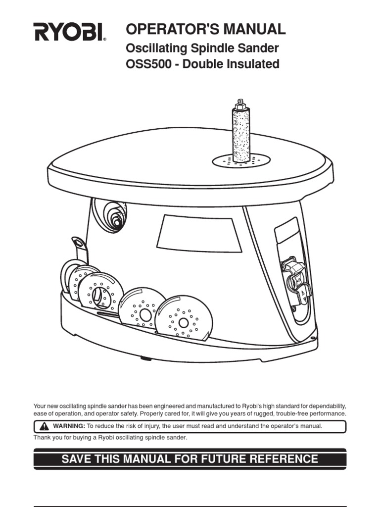 Ryobi OSS500 Oscillating Spindle Sander Owners Manual | PDF | Insulator ...