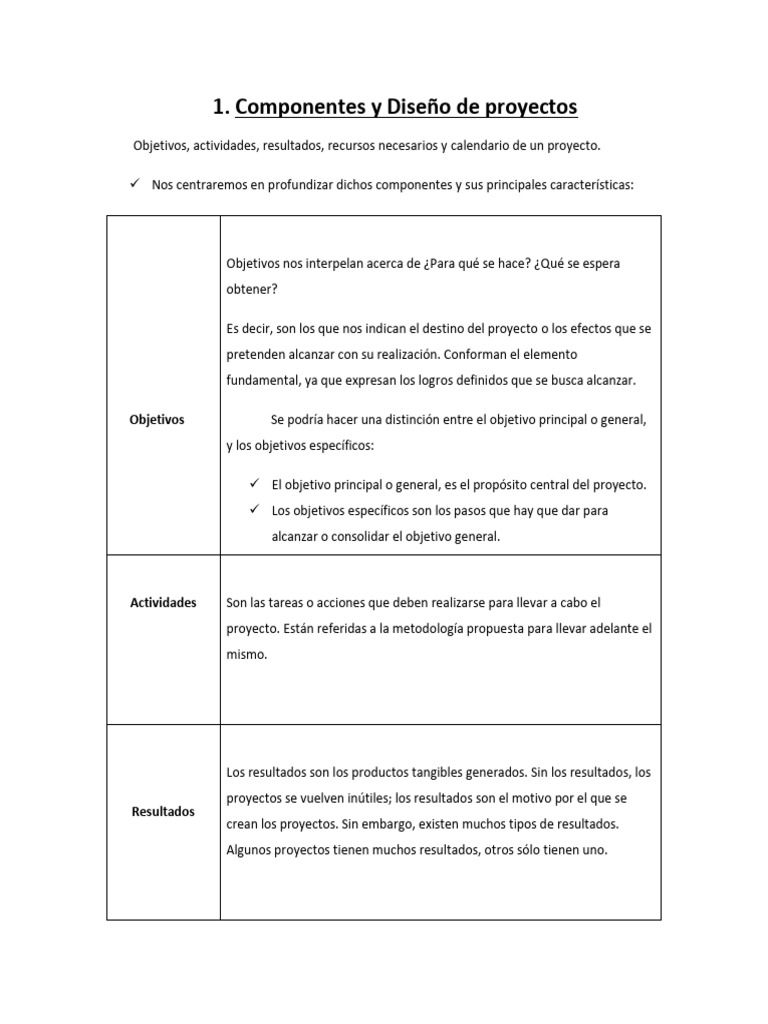 Componentes Clave en Proyectos Efectivos | PDF