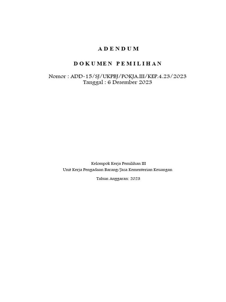 Addendum Dokumen Pemilihan | PDF