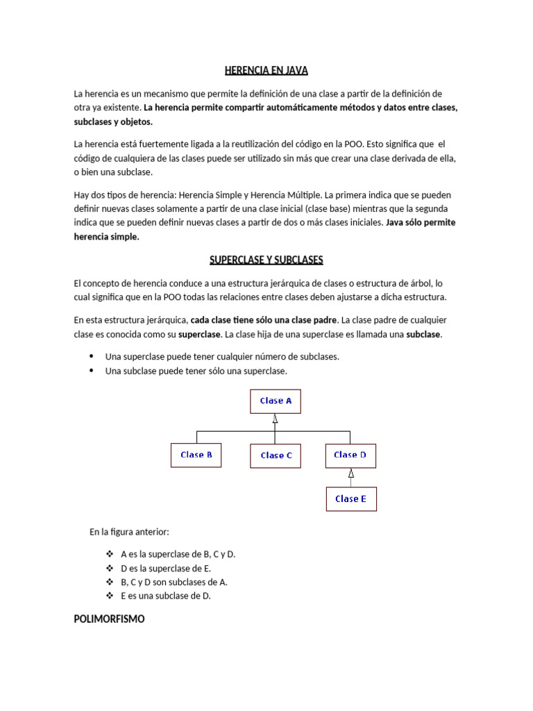 Herencia en Java: Conceptos y Ejemplo | PDF | Herencia (Programación ...